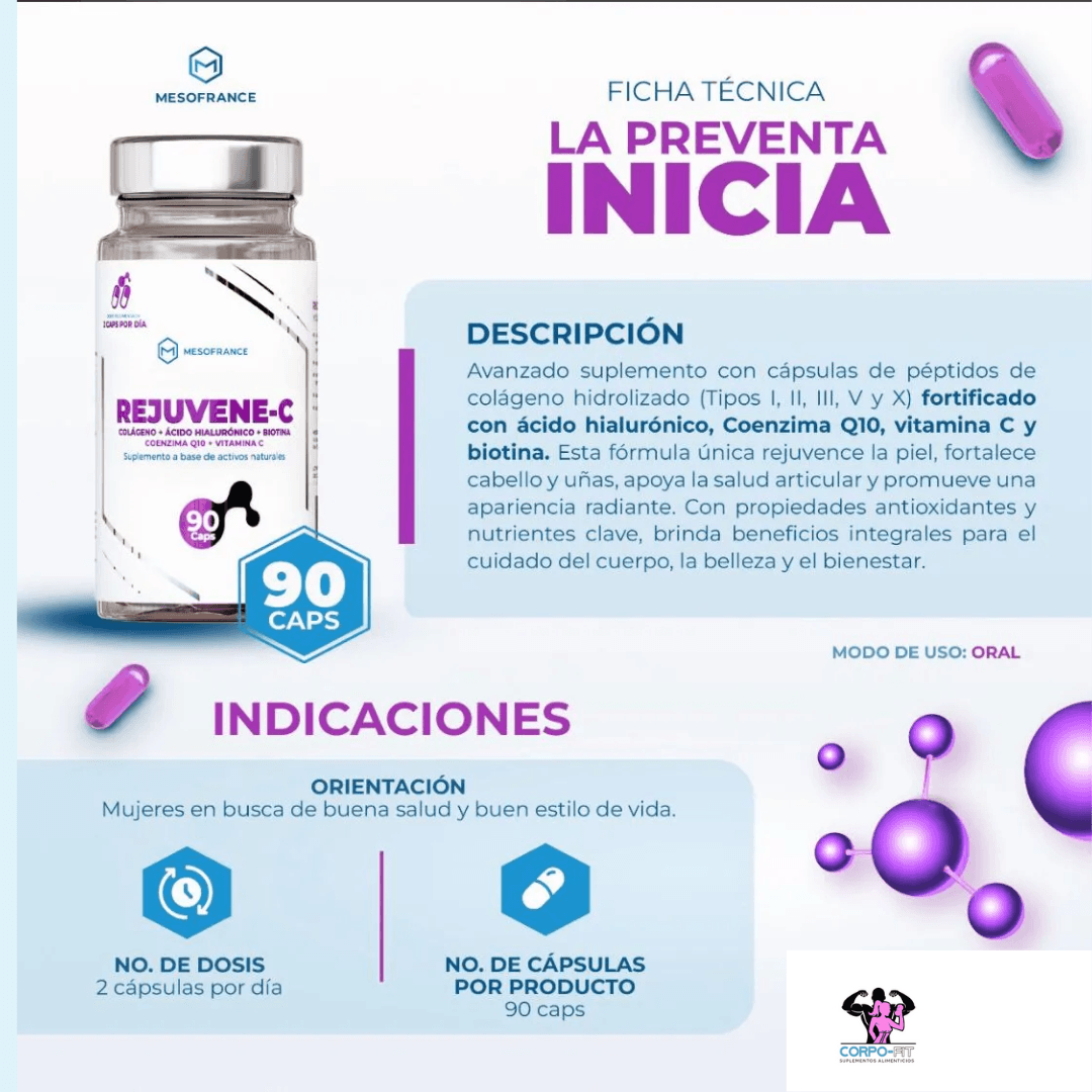 REJUVENE-C MESOFRANCE 90 CAPSULAS – Corpofit